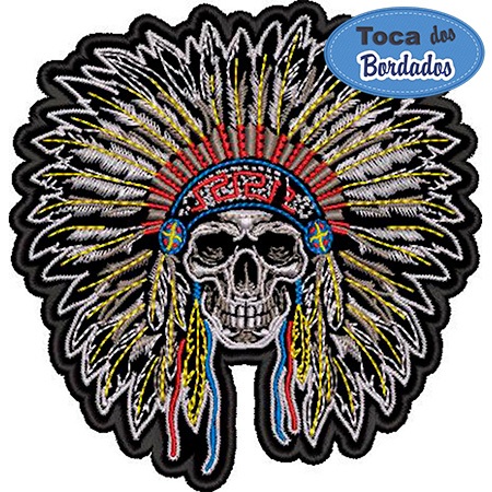 Patch Bordado Índio Caveira Skull 12x11,5 cm Cód.1669 | Shopee Brasil