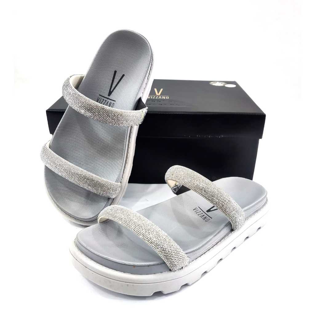 Sandália Papete Vizzano Silver Com Strass Lançamento | Shopee Brasil