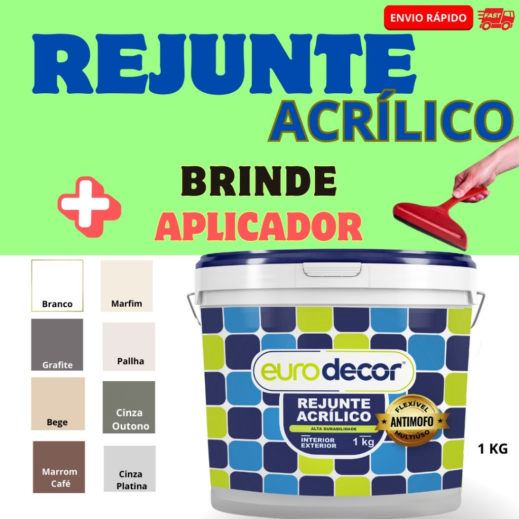 Kit de 3un Rejunte Acrílico 1KG Impermeável Banheiro Porcelanato ...