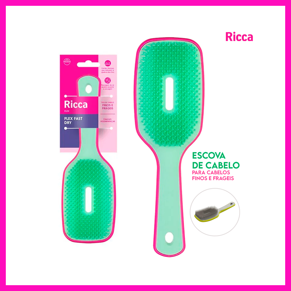 Ricca Escova Flex Fast Dry (Cerdas Flexiveis que Reduzem a Quebra dos ...