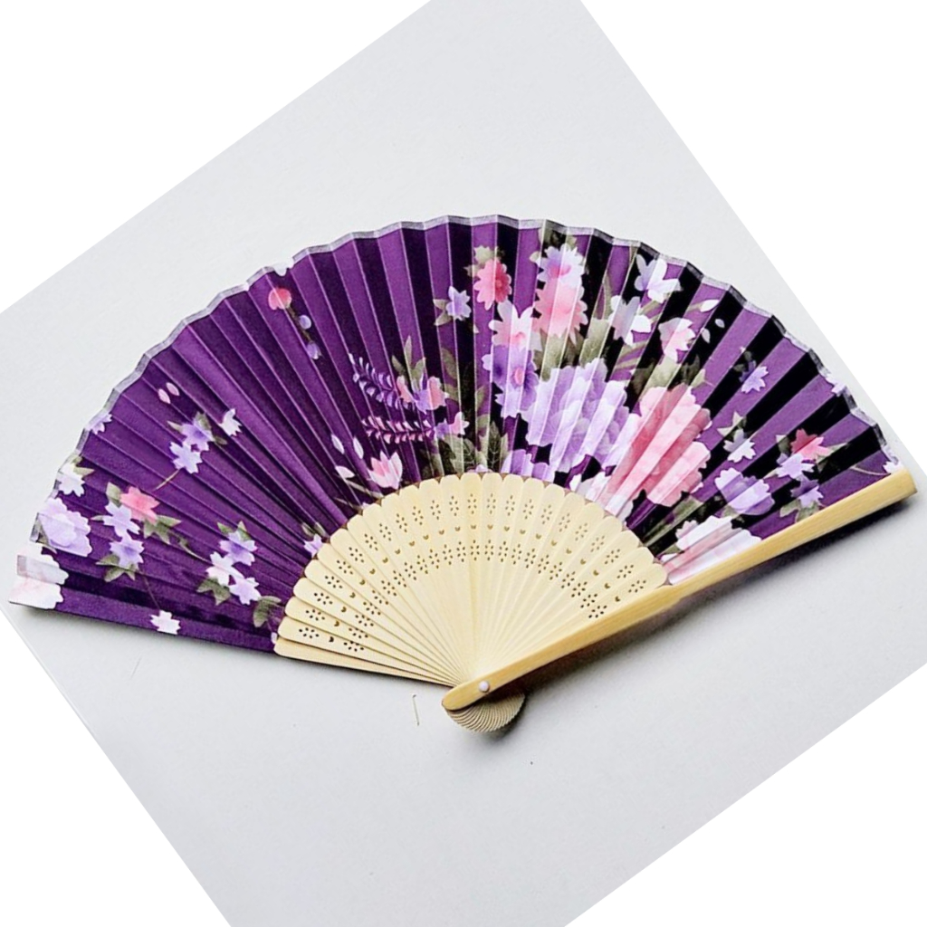 Leque De Mão Grande Madeira Dança Abanar Refrescar Tecido com Delicadas ...