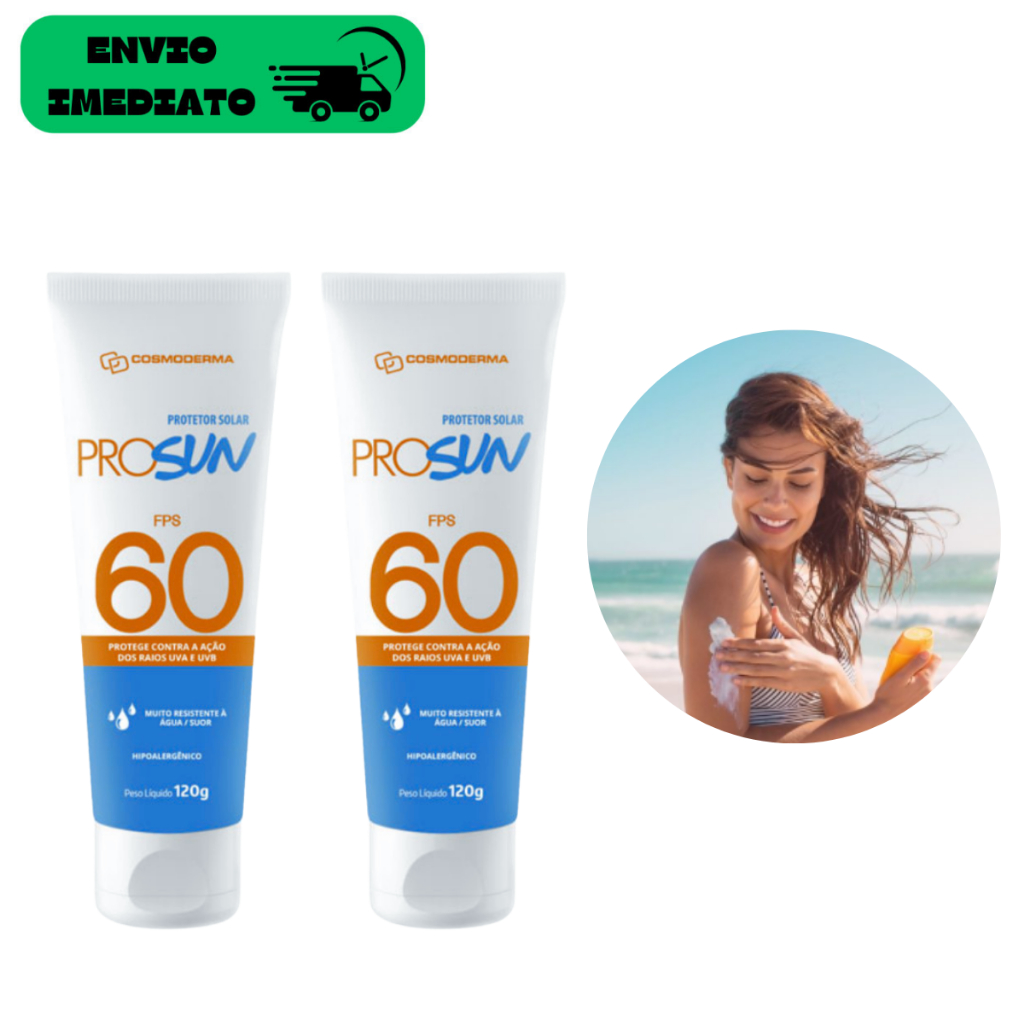 KIT 2 UNIDADES PROTETOR SOLAR COSMODERMA FPS 60 120ml PARA PELES ...