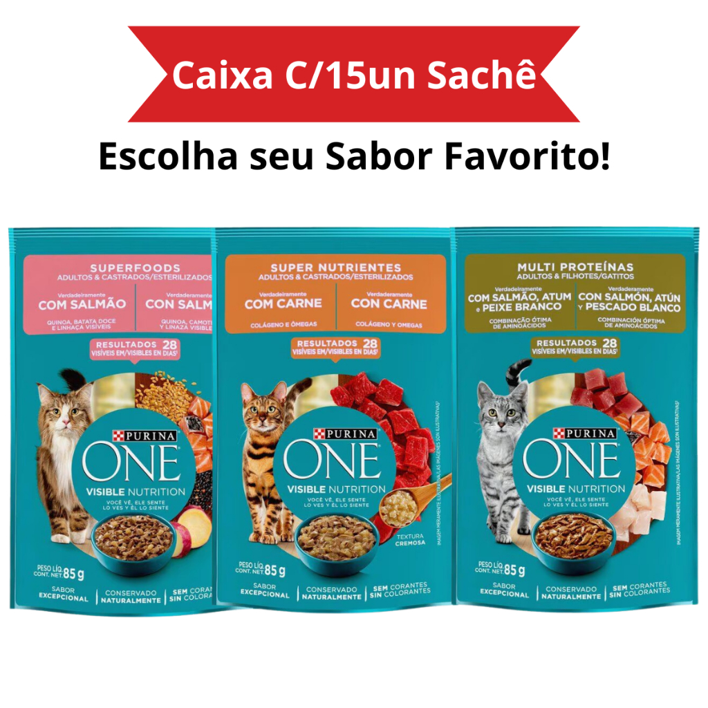 Sachê Purina One Gatos Purina 85g - Ração Úmida Purina One Gatos 85g ...
