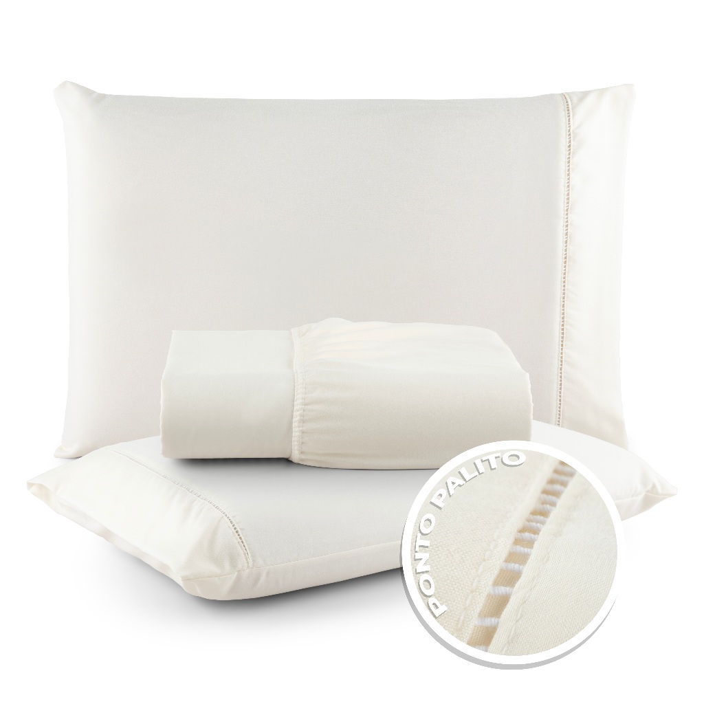 Kit Lençol Queen - Extra Macio 400 Fios em Micropercal com Ponto Palito ...