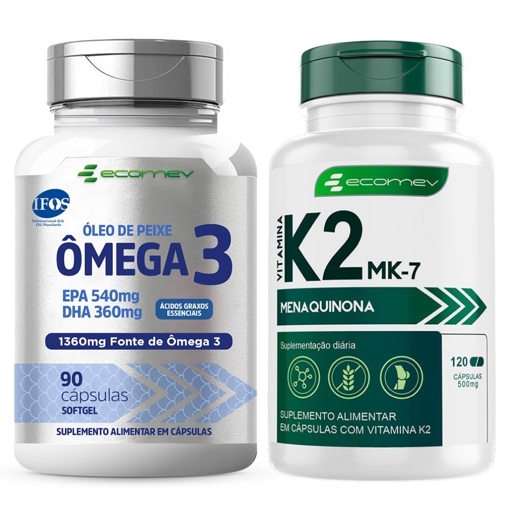 Kit Vitamina K2 Mk7 149Mcg + Omega 3 Ultra 1360mg Epa Dha Cert. Pureza Ifos 210caps | Shopee Brasil