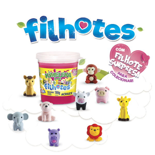 Slime Kimeleka Filhotes Fofos Acrilex 180g - Boneco Bichinho Supresa ...