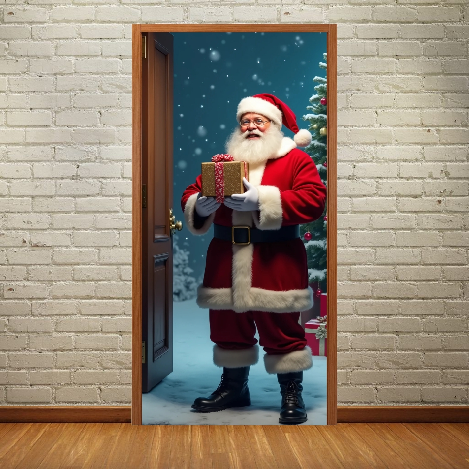 Capa De Porta Tecido C/ Elástico De Feliz Natal, Papai Noel 2,10x0,85 ...
