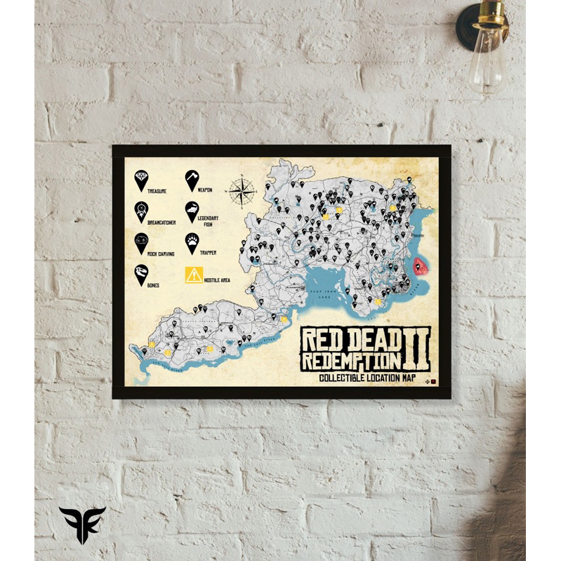 Quadro Mapa + localizacoes de itens Red Dead Redemption 2 | Shopee Brasil