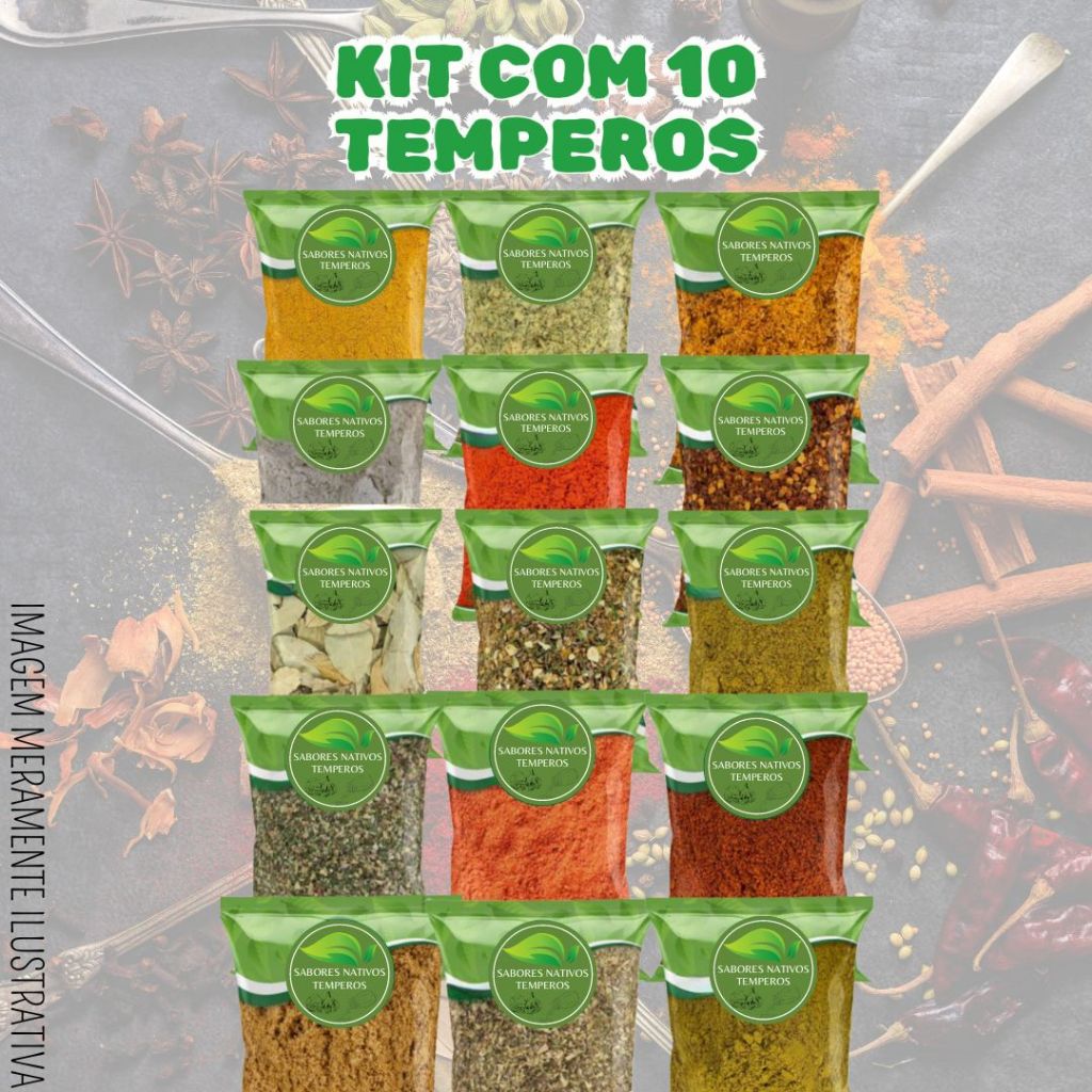 Kit com 10 Temperos Essenciais - Especiarias e Sabores para Suas ...