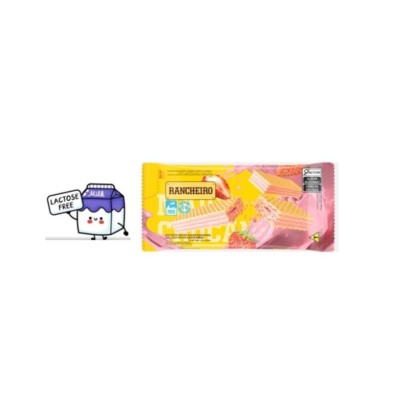 Kit Combo com 10 Wafer Rancheiro Sabor Morango SEM LACTOSE APLV VEGANO | Shopee Brasil