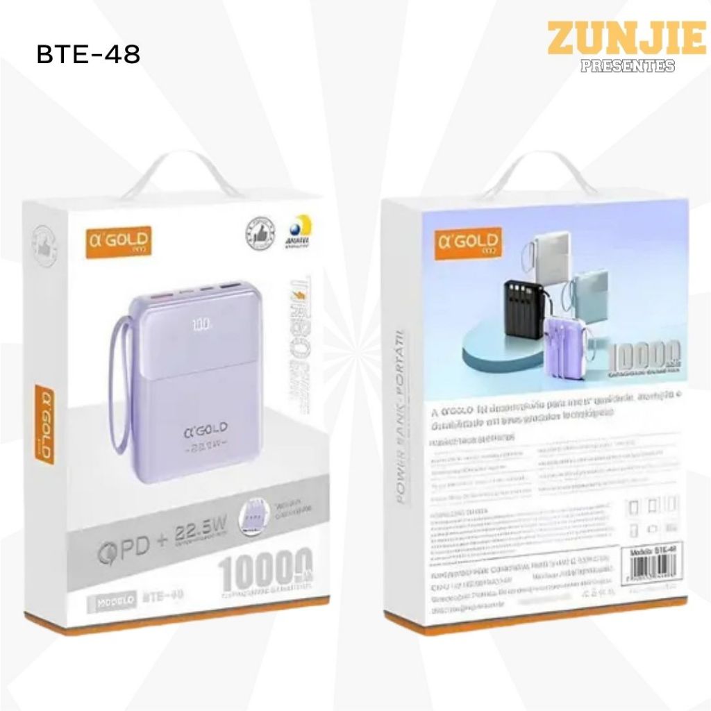 Carregador Portátil Power Bank 10000mah 22.5W Turbo Android E Ios Gold BTE-48 | Shopee Brasil