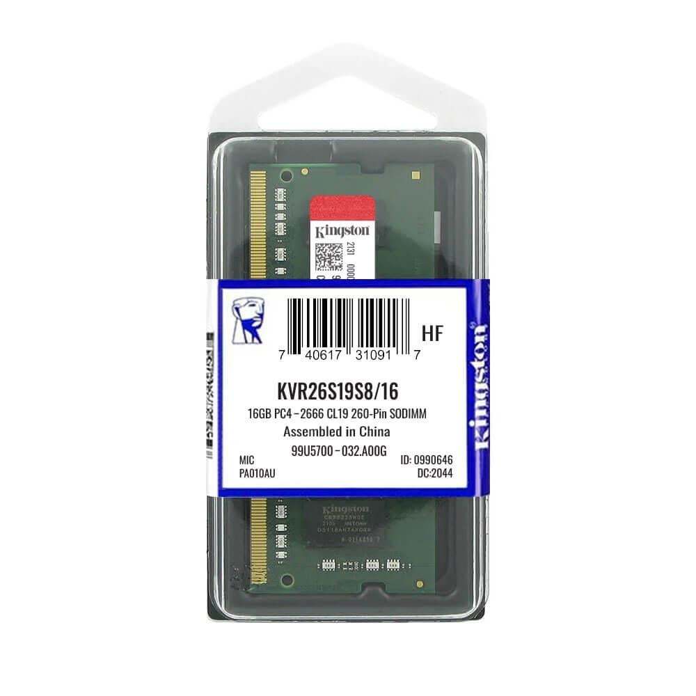 Memória RAM para Notebook DDR4 16GB 2666MHz Kingston KVR26S19S8/16 | Shopee Brasil