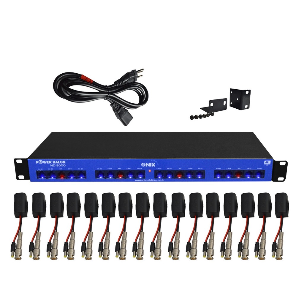 Rack Cftv Power Balun Hd 8000 4k Onix 16 Canais C/ Fonte 5a PROMOÇÃO ...
