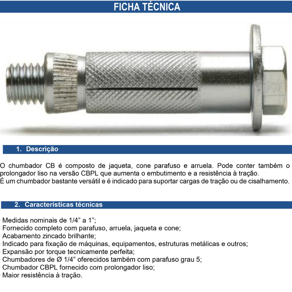 Kit 20 Parabolt Chumbador Bucha Parafuso 1/4 por 2 polegadas | Shopee ...