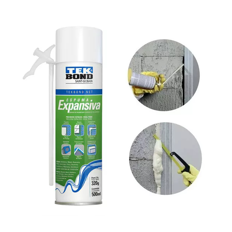 Espuma Expansiva Selante Pu 500ml Poliuretano 320g Tekbond Multiuso Obra e Reparo Porta Telhado ...