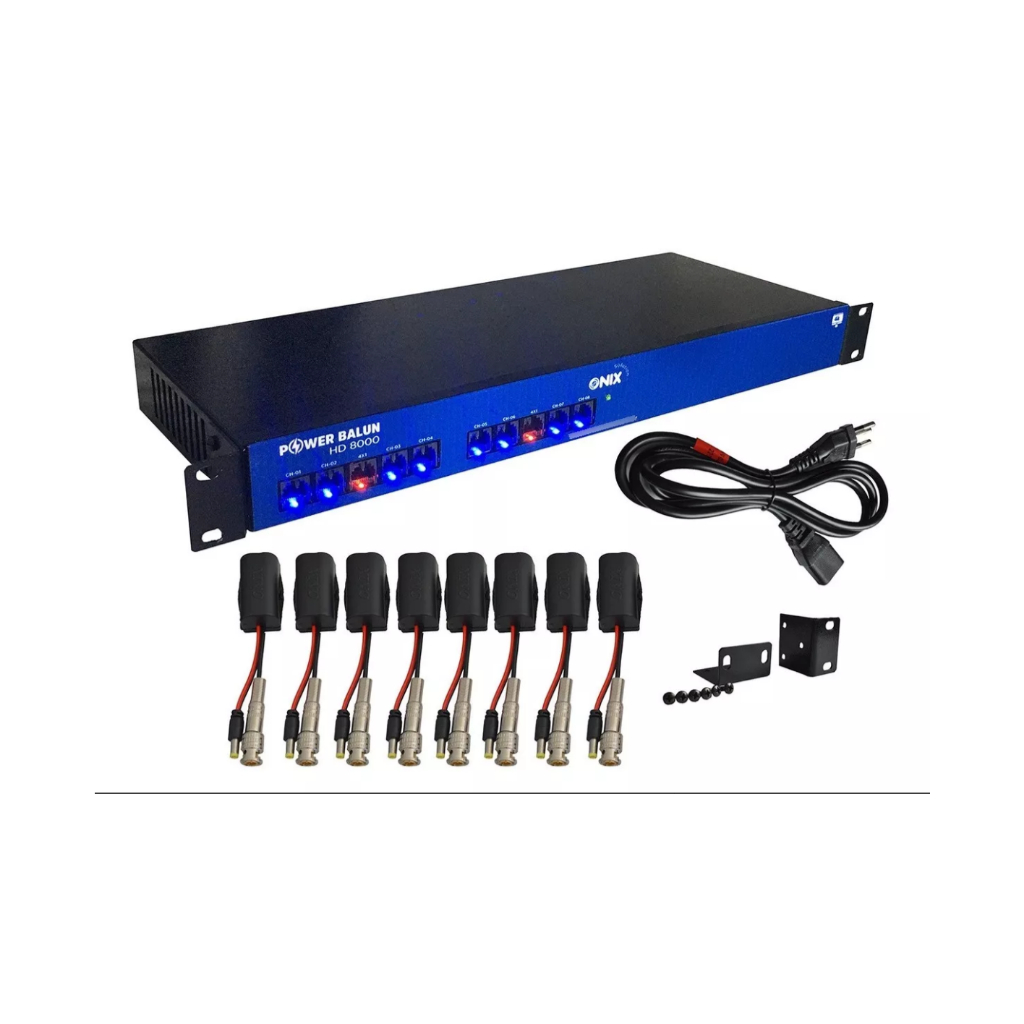 Rack Cftv Power Balun Hd 8000 4k Onix 8 Canais C/ Fonte 5a PROMOÇÃO ...
