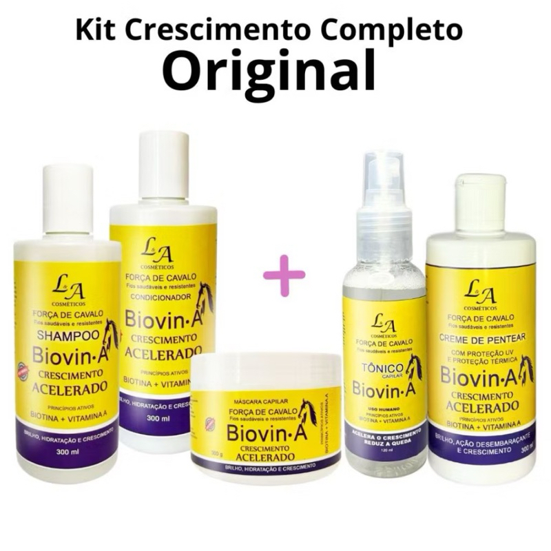 Kit Crescimento Capilar Completo Biovin-A Força de Cavalo + Tônico ...
