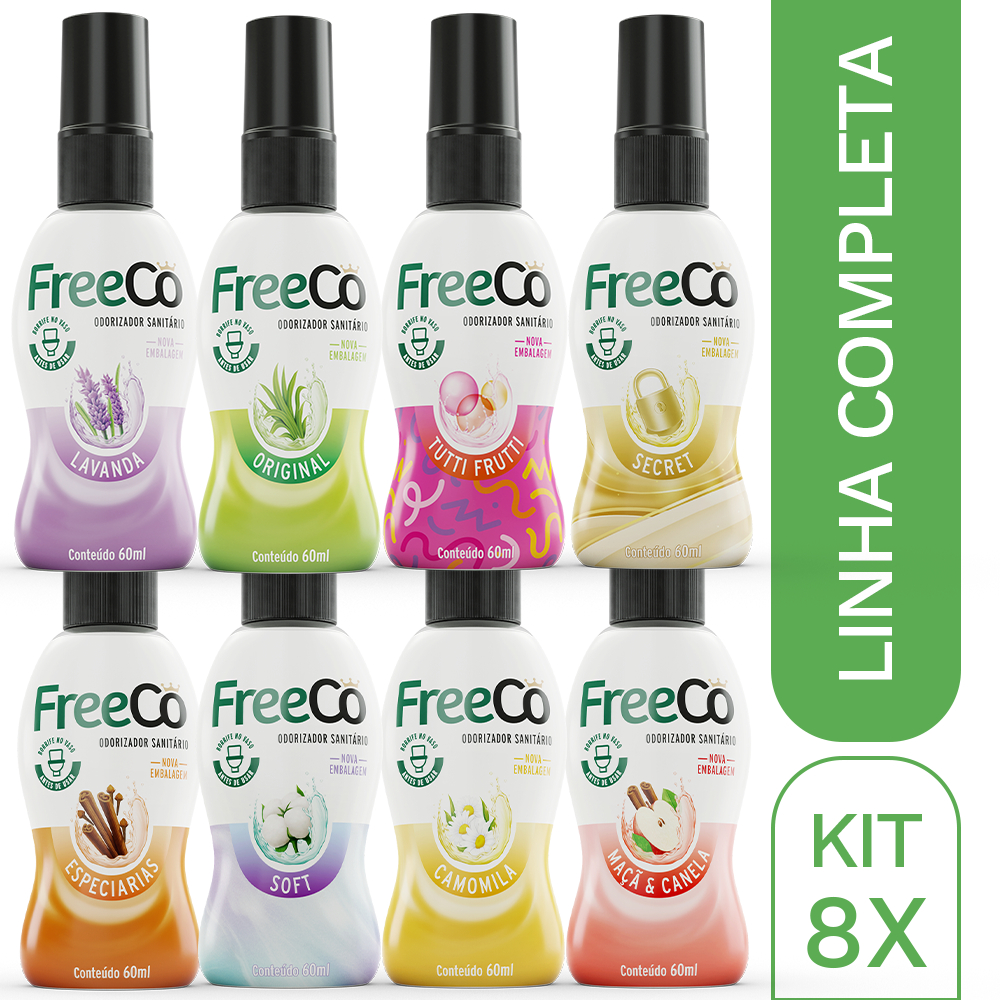 FreeCô Linha Completa de Fragrâncias 60ml - Kit com 8 | Shopee Brasil