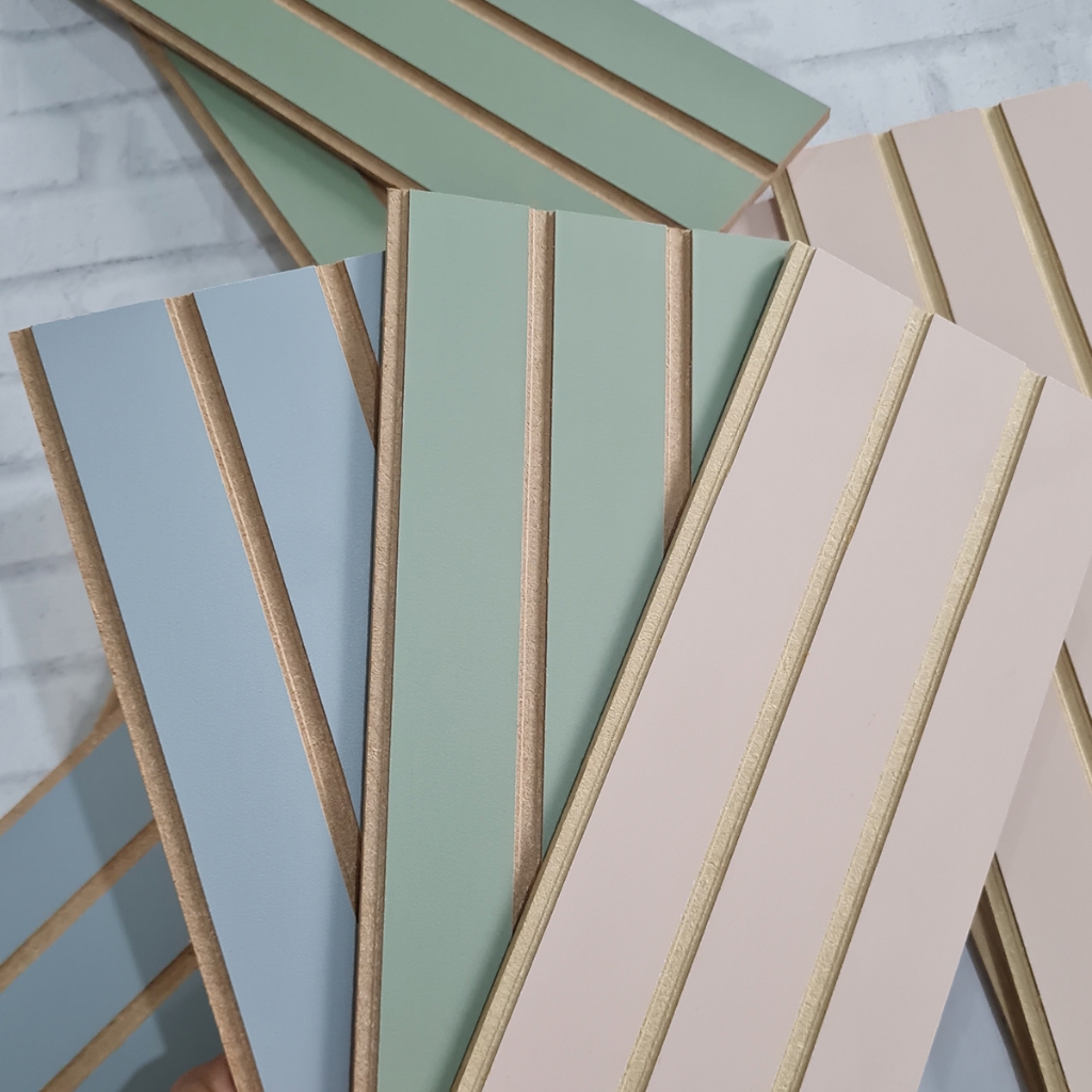 Kit 10 Placas Adesiva Revestimento Ripado MDF 45x11cm Painel Sala ...