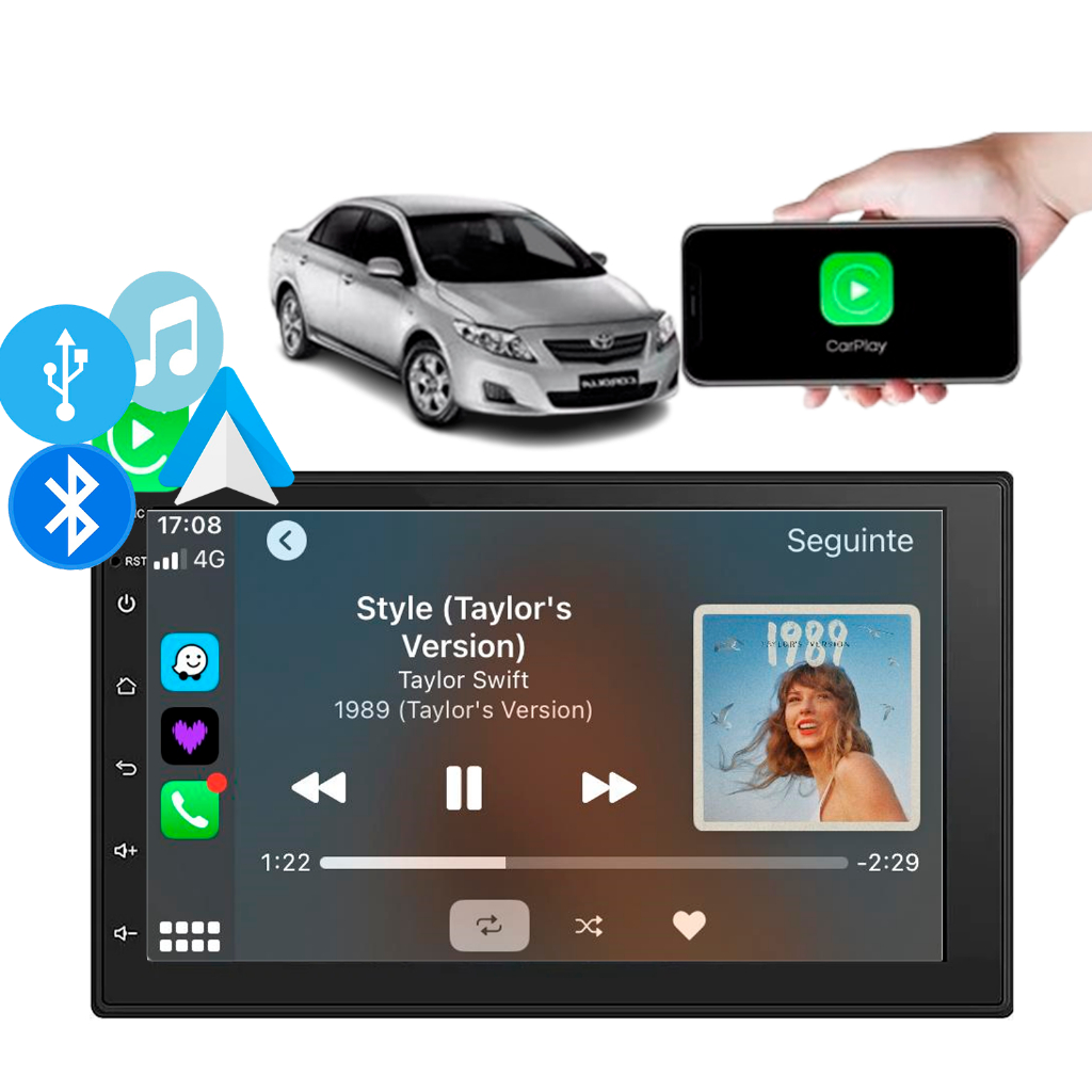 Central Multimídia MP5 7” 2DIN Com Espelhamento Sem Fio CarPlay e AndroidAuto . | Shopee Brasil