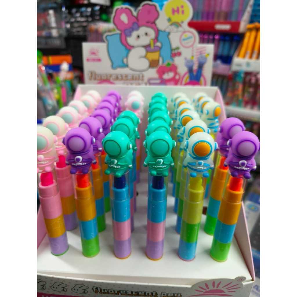 1 Giz de cera fluorescente gel troca a ponta 5 em 1 cores material escolar Marca-Texto em Gel ...