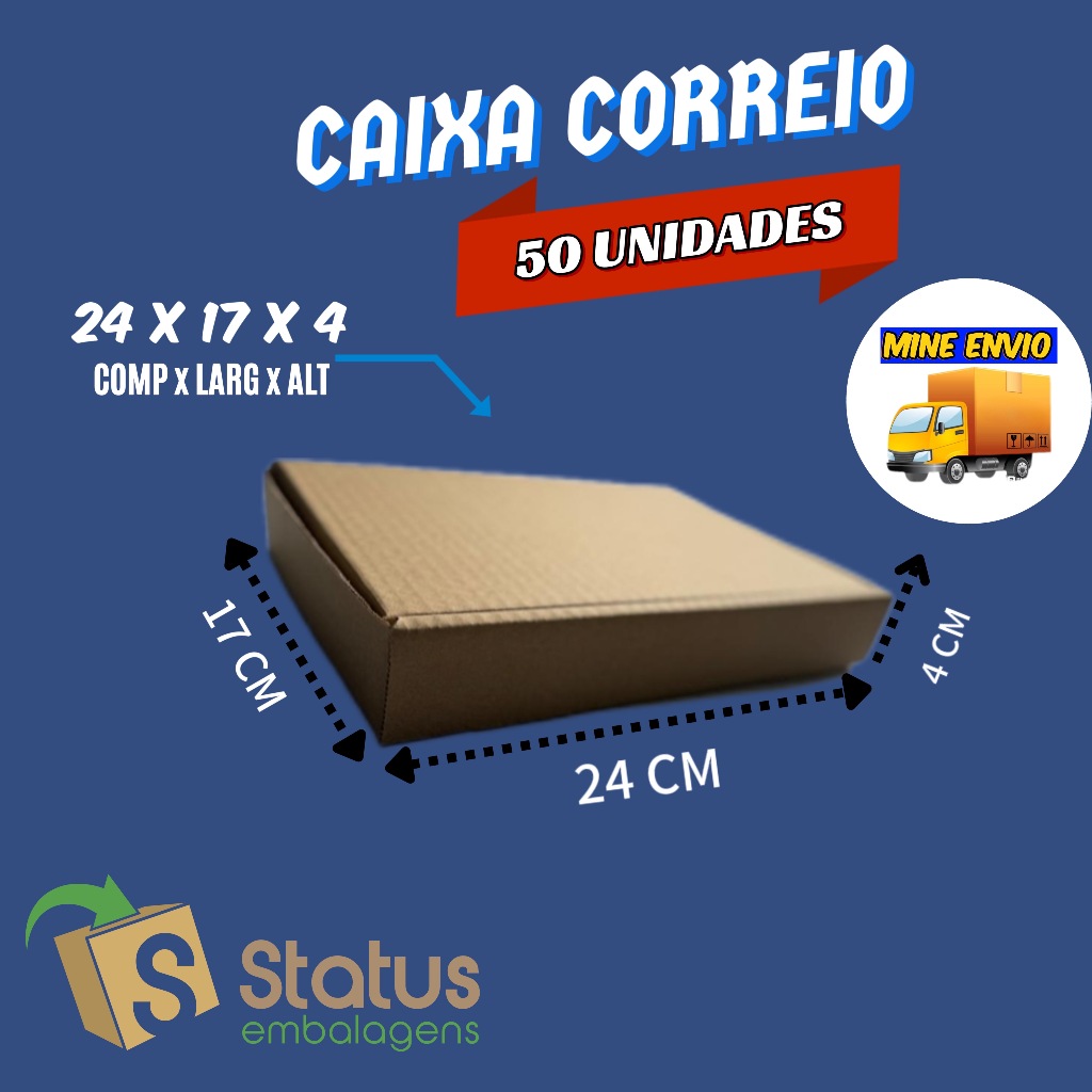 50 Caixas de Papelão Medida 24x17x4- Correios Mini Envios | Shopee Brasil