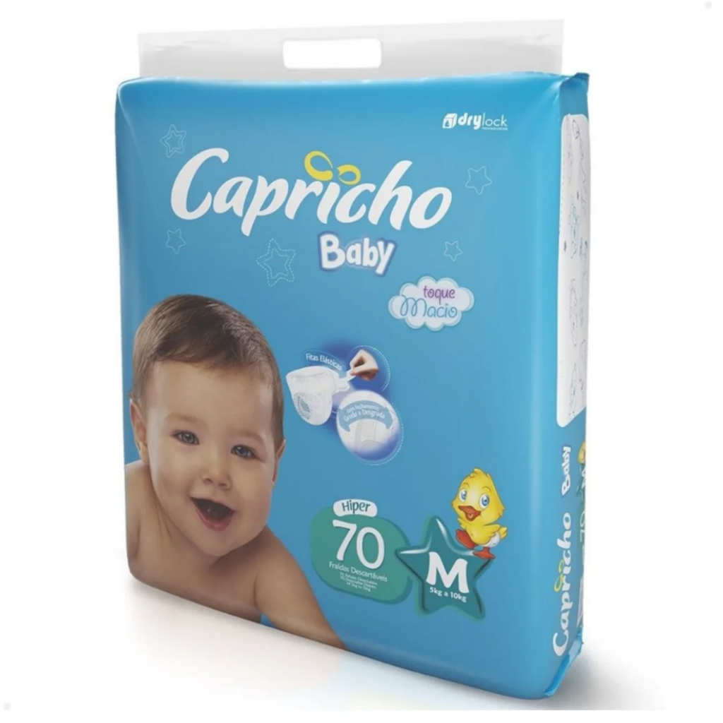 Fralda Capricho Baby Azul Pacotão P80 M70 G60 XG50 XXG40 | Shopee Brasil