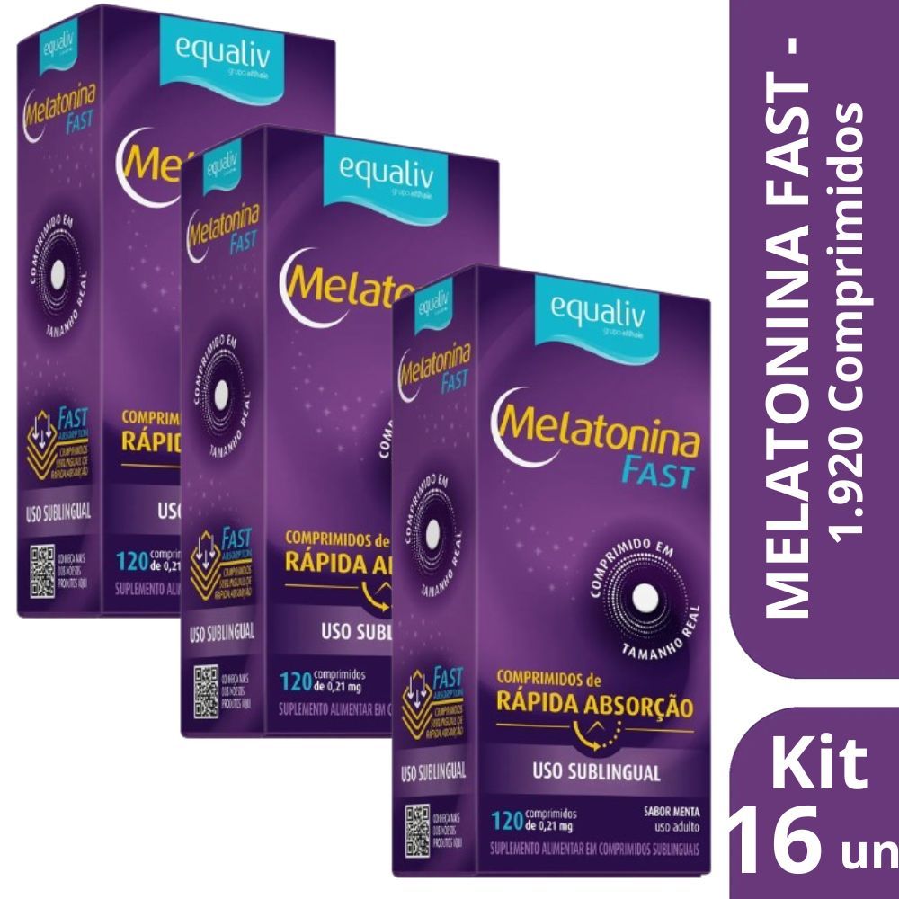Kit 16 Melatonina Fast Sabor Menta 120 Comprimidos - Equaliv | Shopee ...