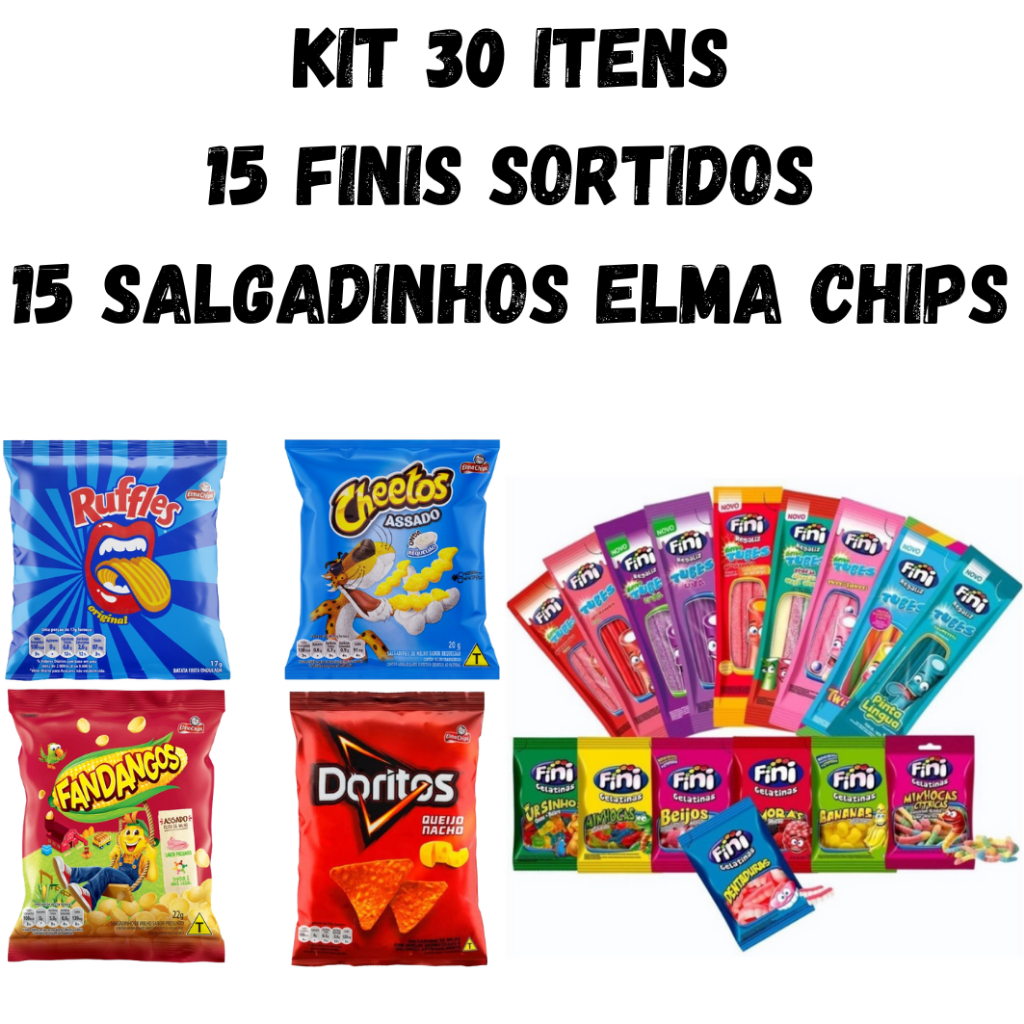 Kit 15 Salgadinhos Elma Chips + 15 Finis | Shopee Brasil