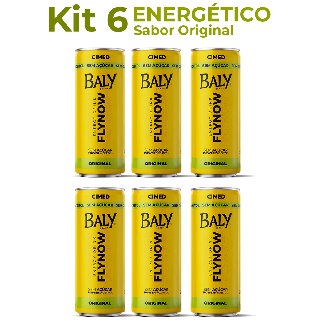Kit 6 Energético Baly Sem Açúcar Bebida Energética Sabor Original 250ml ...