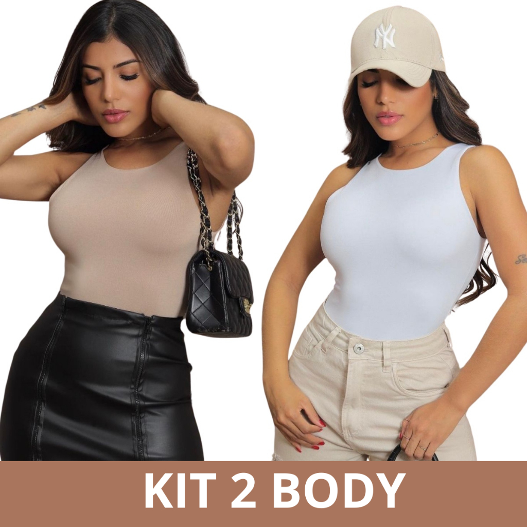 KIT 2 Body Suplex Feminino Premium Regata Lisa Blusinha Básica Forro ...