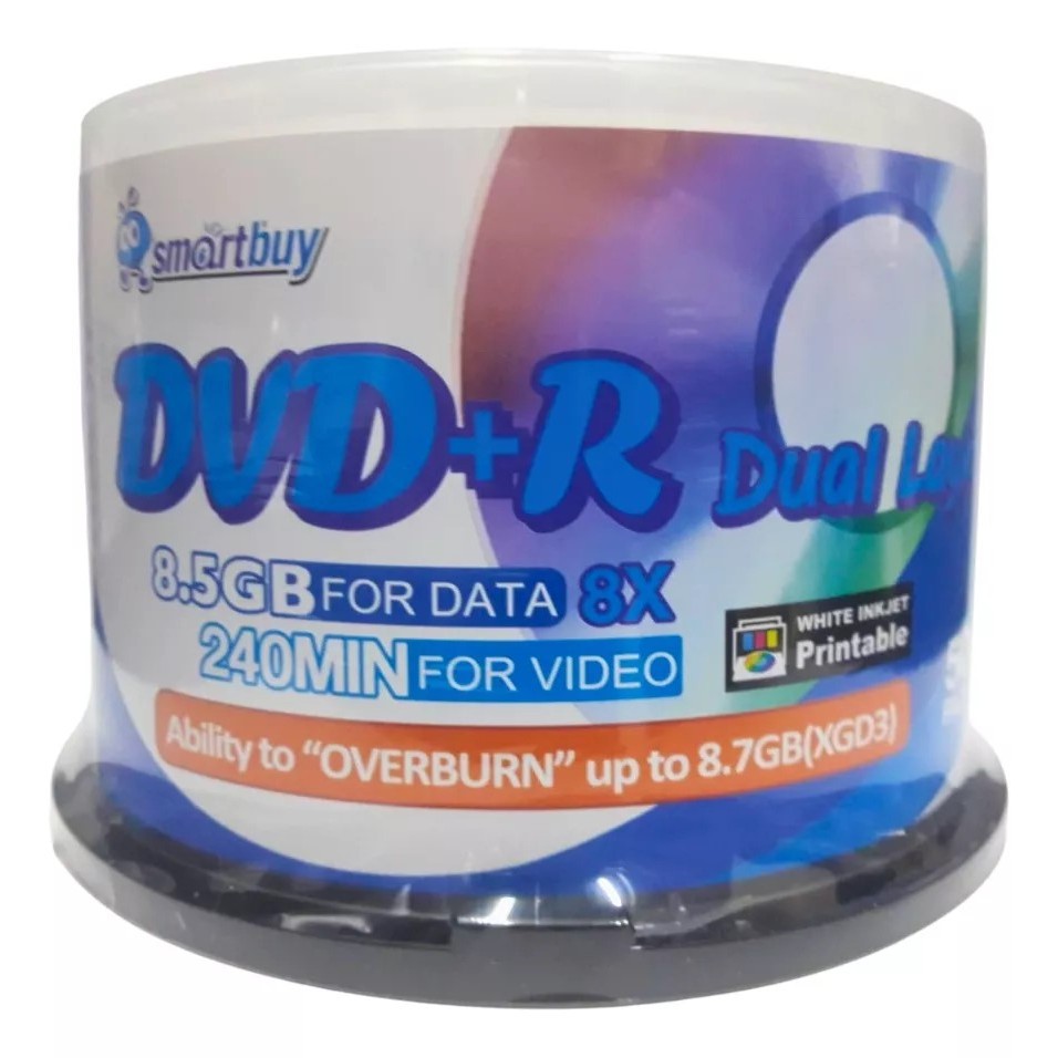 50 Dvd Dual Layer 8.5 GB Smartbuy 240min 8x Original Tubo Lacrado | Shopee Brasil