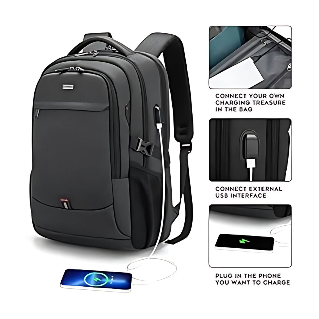 Mochila COM USB Unissex Resistente Água para Viagem Cabo de Aço ...