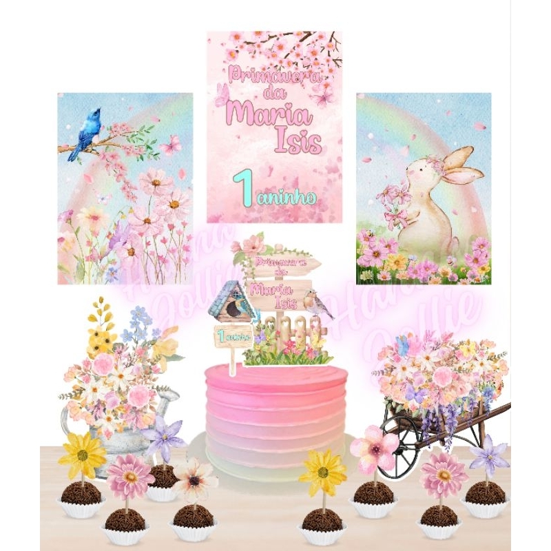 kit só um bolinho tema primavera festa em casa aniversariante ...