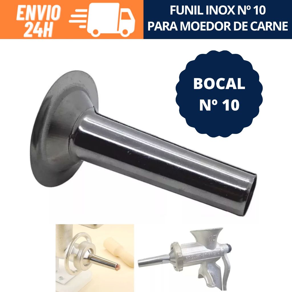 Funil Inox Boca Nº 10 Moedor De Carne Ensacadora De Linguiça Extrusora ...