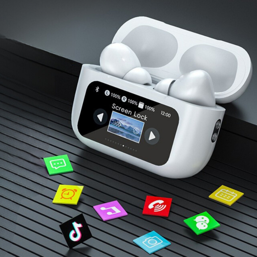 Fone de ouvido Sem Fio Bluetooth V5.3 ANC TWS Com Tela de Funções ...