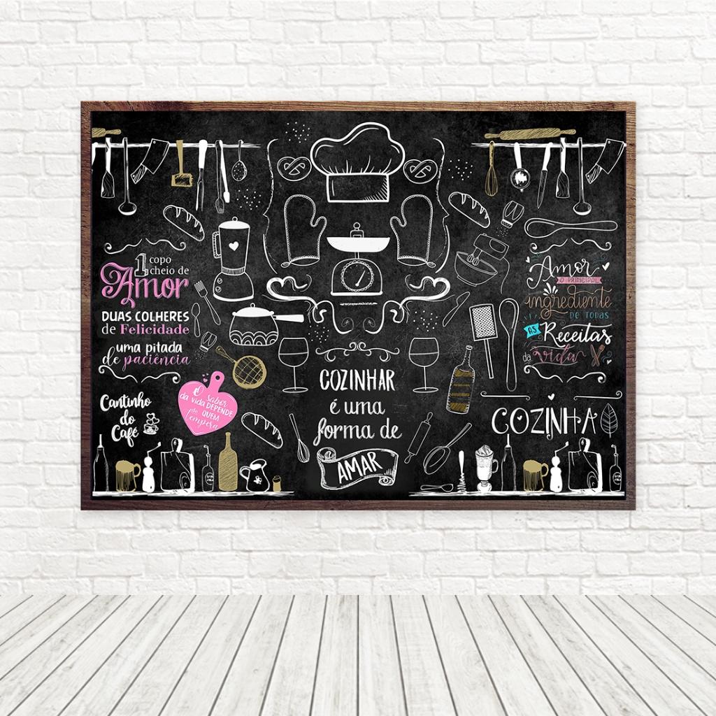 Painel Retangular Horizontal Tecido Sublimado Chá De Cozinha | Shopee ...