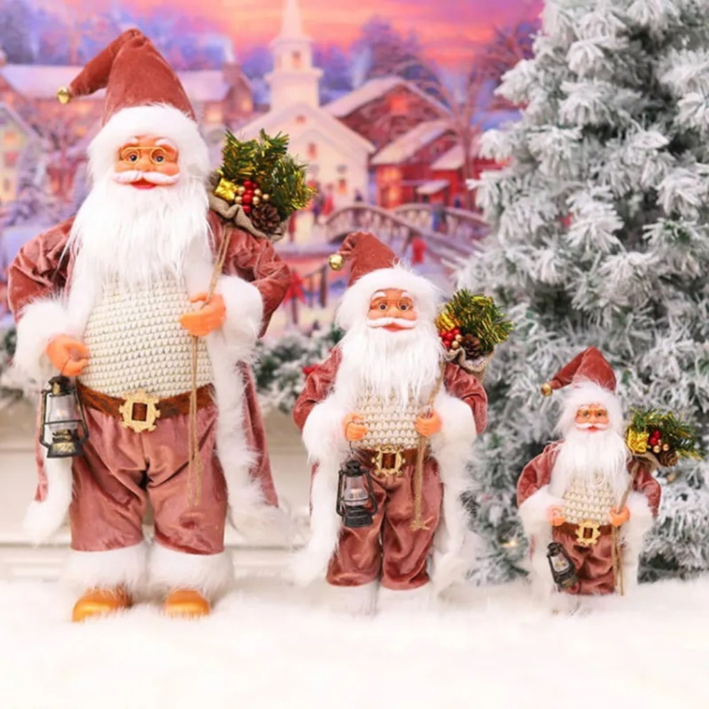 Boneco Papai Noel Rose - 30cm - 60cm - Decoração Natalina Enfeite de ...