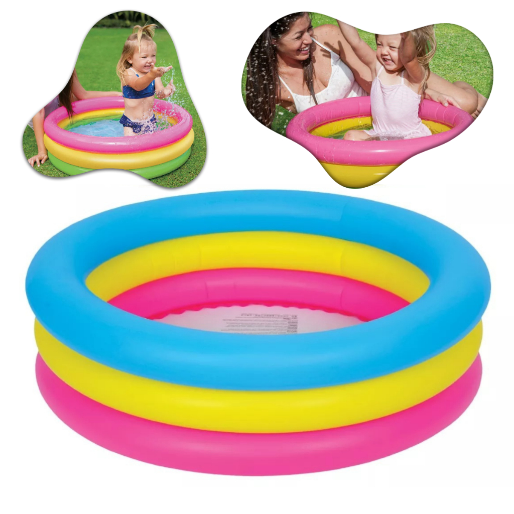 Piscina Inflável Infantil 88L 3 Anéis Colorida Verão Praia Brinquedo ...