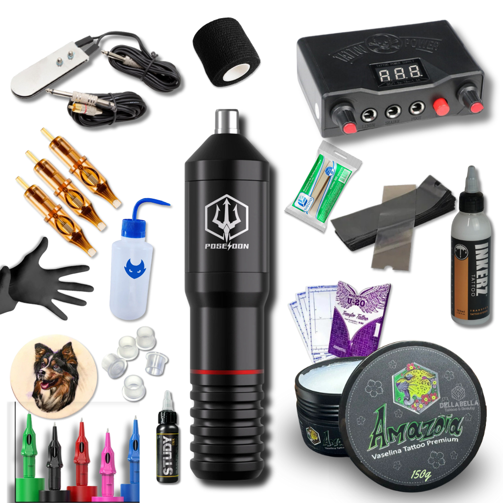 Kit Tattoo Fonte Máquina Botique Kit Completo Pen Tatuagem | Shopee Brasil