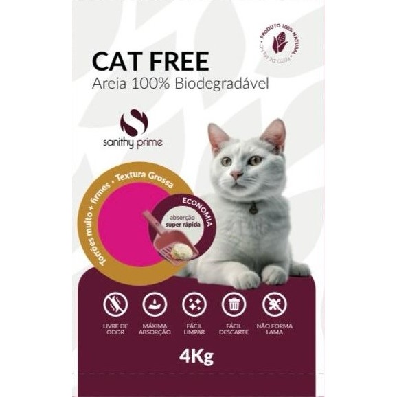 AREIA HIGIENICA CAT FREE GRAOS MEDIOS 4 KG | Shopee Brasil