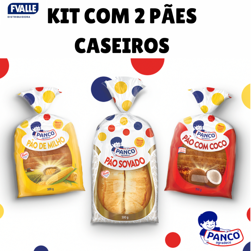 KIT COM 2 PÃO PANCO MILHO, COCO OU SOVADO | Shopee Brasil