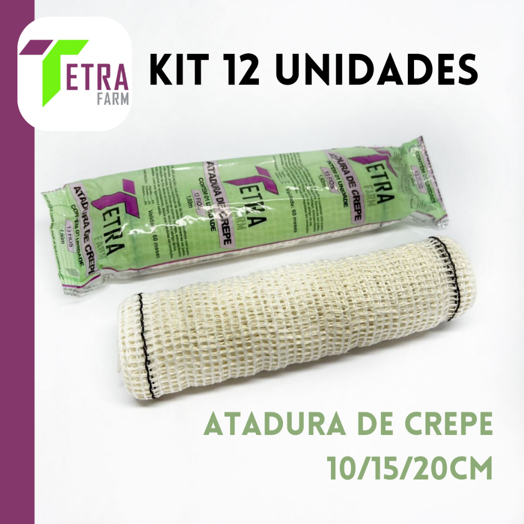 Kit 12 un Atadura de crepe 10/15/10cm Faixa Curativo 13 fios Tetra Farm Alta qualidade 1,80m ...