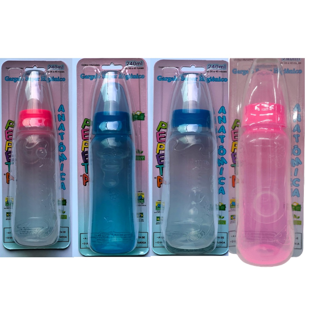 MAMADEIRA PEPETA COLLOR BICO REDONDO SILICONE 240ml | Shopee Brasil