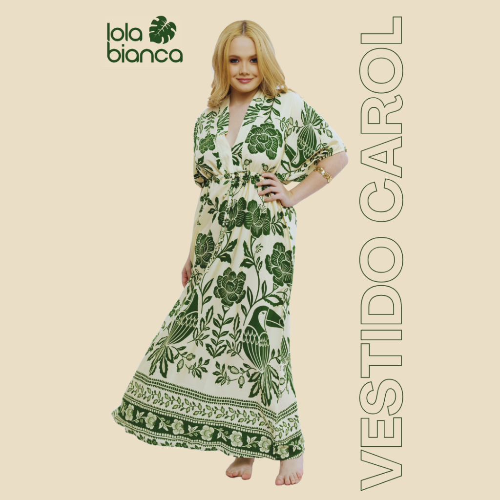 VESTIDO CAROL LONGO MANGA CURTA FLORAL TUCANO REGULAGEM NA CINTURA 100% ...
