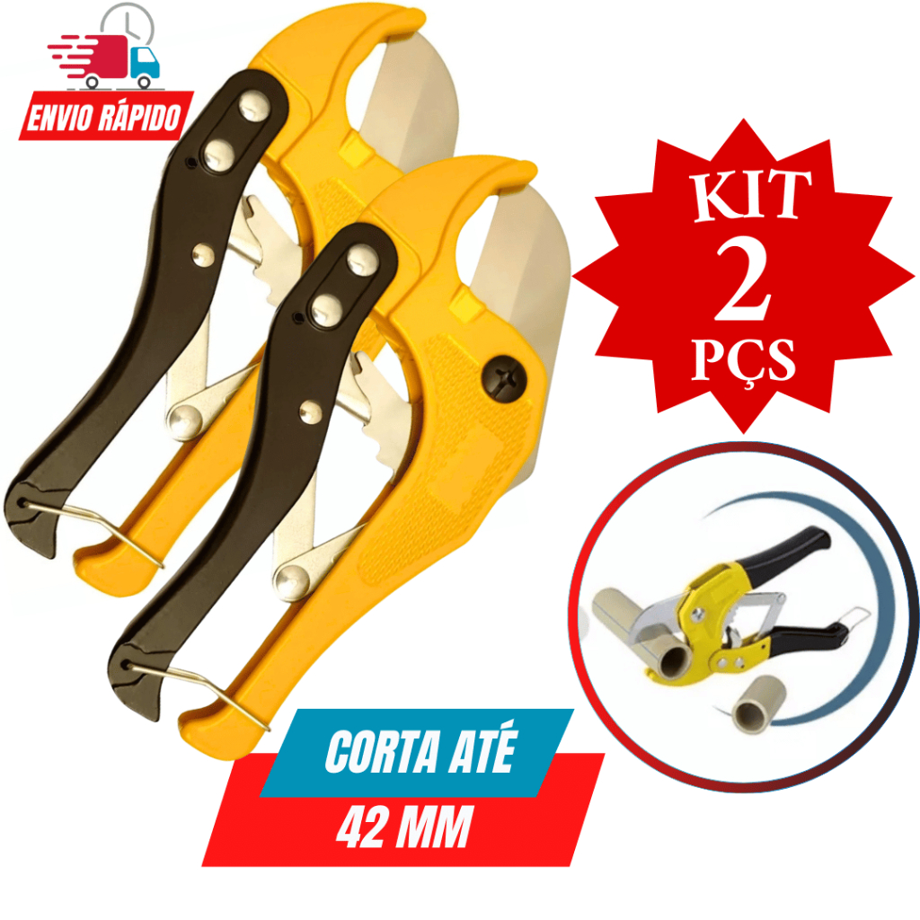 Alicate 42mm Cortador de Tubos Tipo Tesoura para Cano PVC com Trava de ...