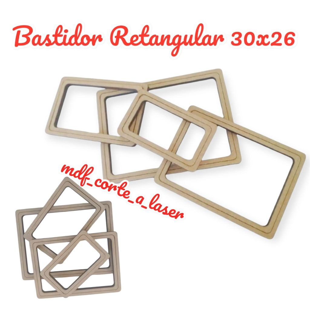 Bastidor Retangular 30x26 MDF CRU para Emoldurar o seu Bordado | Shopee ...