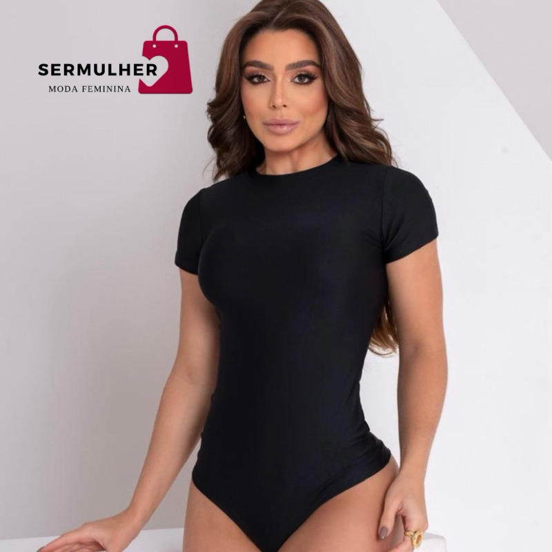 Kit 2 Body Feminino Suplex Com Forro Manga Curta Liso Basico Bori Roupa ...