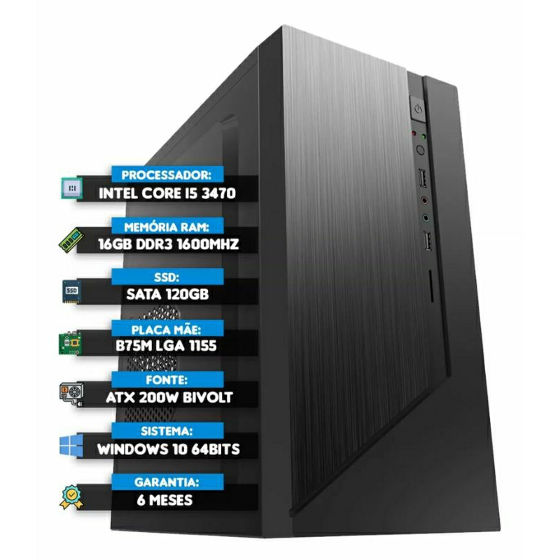 cpu Pc Core-i5 3°geração 16gb ssd 120gb HDMI+ USB 3.0 kit teclado e ...