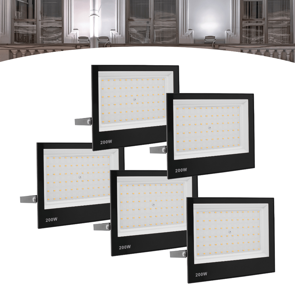 Kit 5 Refletor Led Holofote 200w Ip66 Bivolt Forte Luz Branco Frio | Shopee Brasil